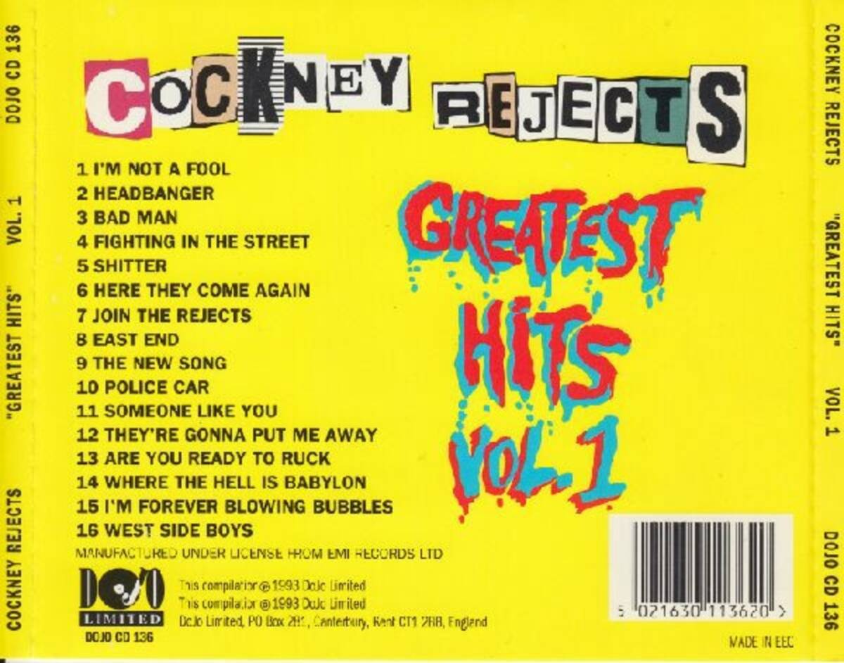 CD COCKNEY REJECTS/GREATEST HITS VOL.Ⅰ 1980年作品1st 英国Oi パンクロック THE ...