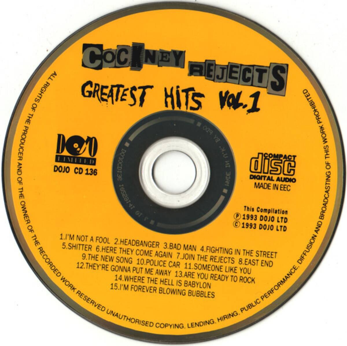 CD COCKNEY REJECTS/GREATEST HITS VOL.Ⅰ 1980年作品1st 英国Oi パンクロック THE ...