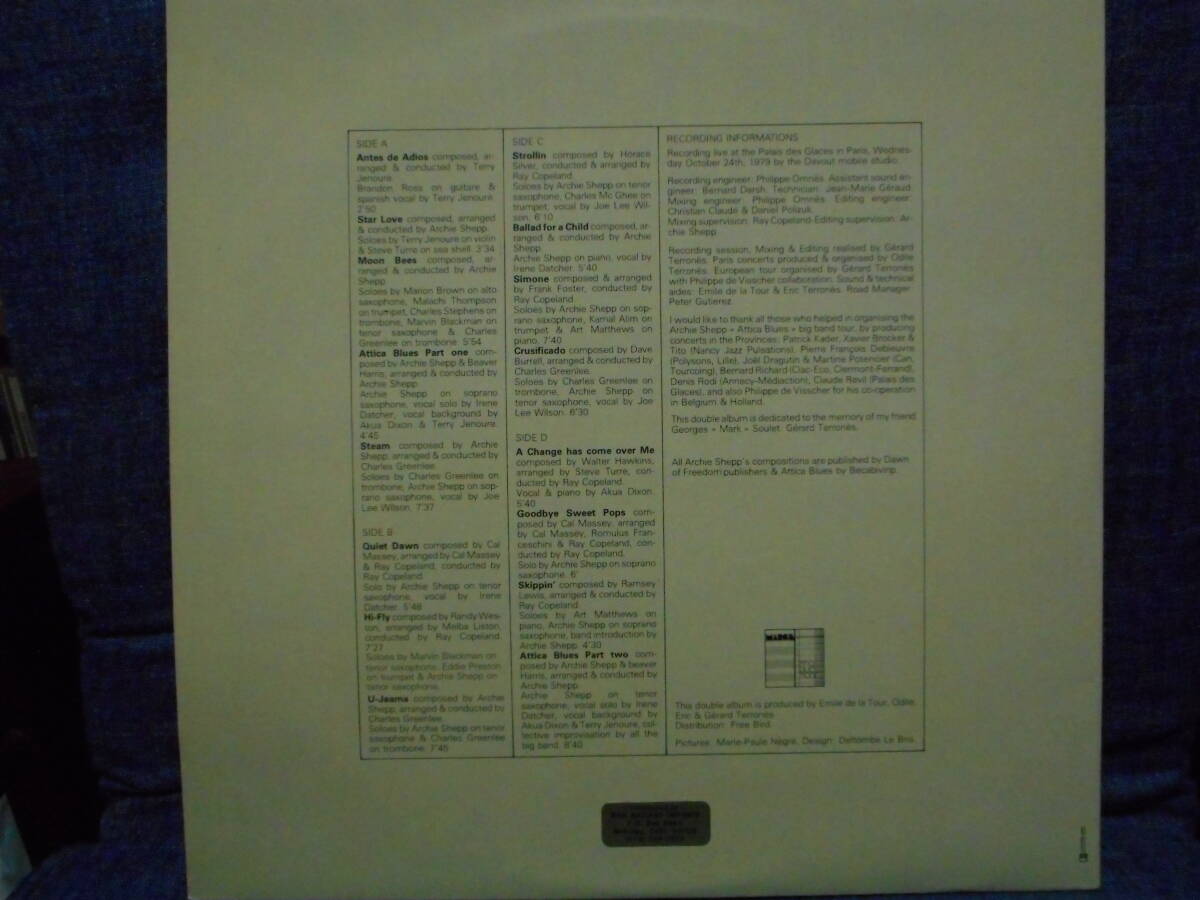 2LP ARCHIE SHEPP ATTICA BLUES BIG BAND LIVE CHARLES GREENLEE/MALACHI ...