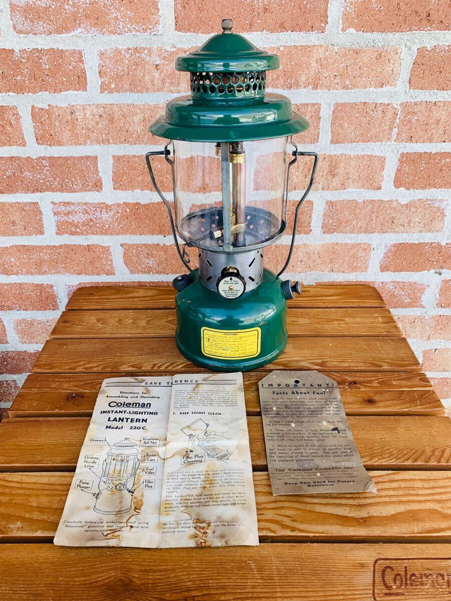 絶品 エージング フルオリジナル コールマン Coleman 220C ミリタリー ランタン 1946年3月 取説&タグ付属 ビンテージUSA ...