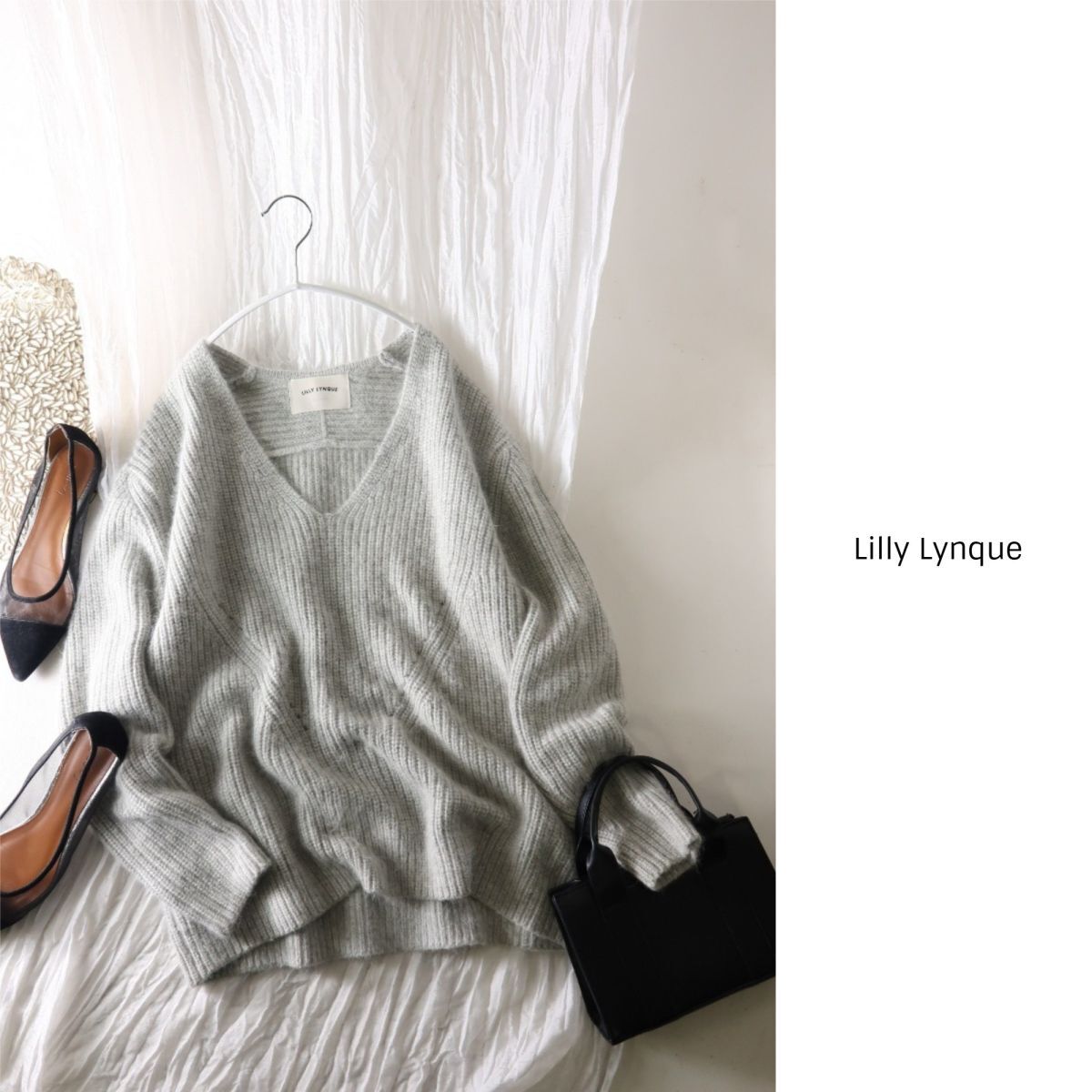 セレクト購入/リリーリン Lilly Lynque 畦編み オーバーサイズ Vネックニット 38サイズ A-O 0108(その他)｜売買された ...