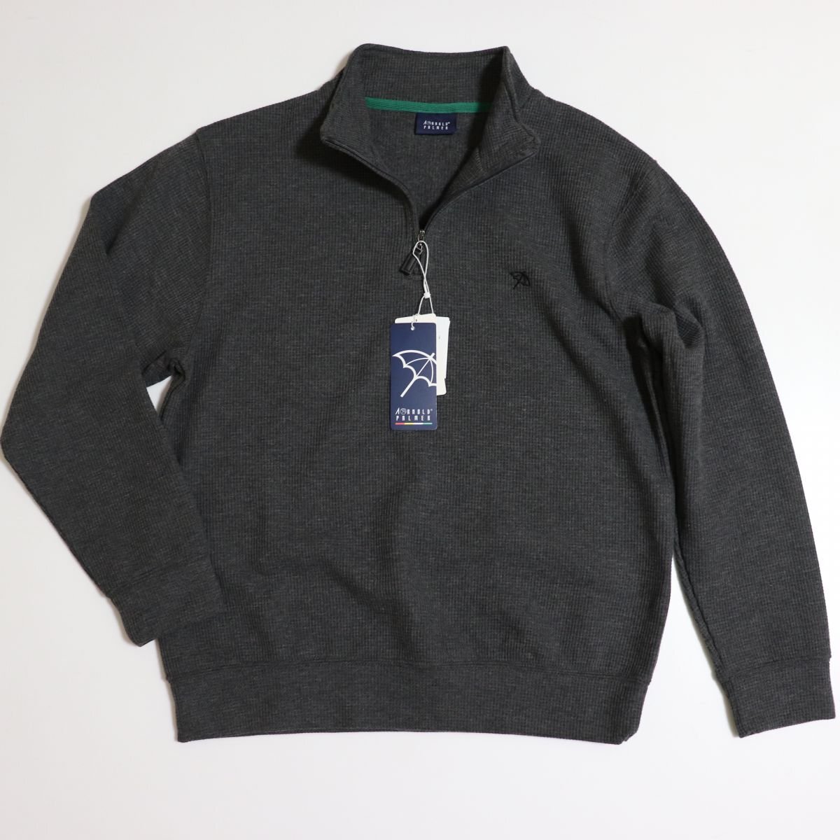 アーノルドパーマー ARNOLD PALMER メンズ 裏起毛 ハーフジップ ワッフル トレーナー 濃灰 Lサイズ 7792831-09-L ...