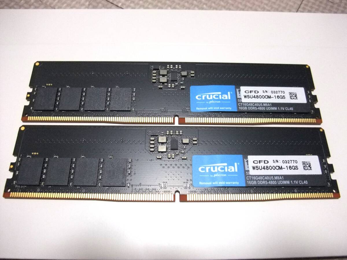 Crucial クルーシャル Micron 32GB 16GB×2枚 DDR5-4800 PC5-38400 CT16G48C40U5.M8A1 1.1V CL40 CFD マイクロンチップ ...