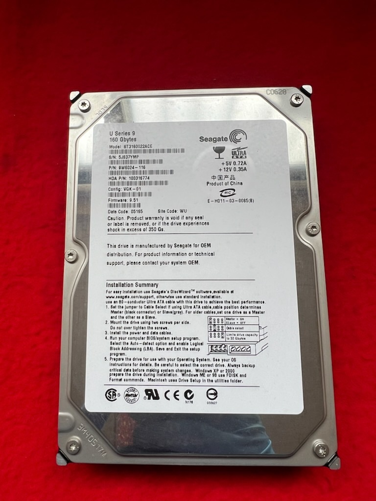 不良返金保証 Seagate U Series 9 ST3160022ACE 160GB ATA/IDE 5400rpm AB45(100GB ...