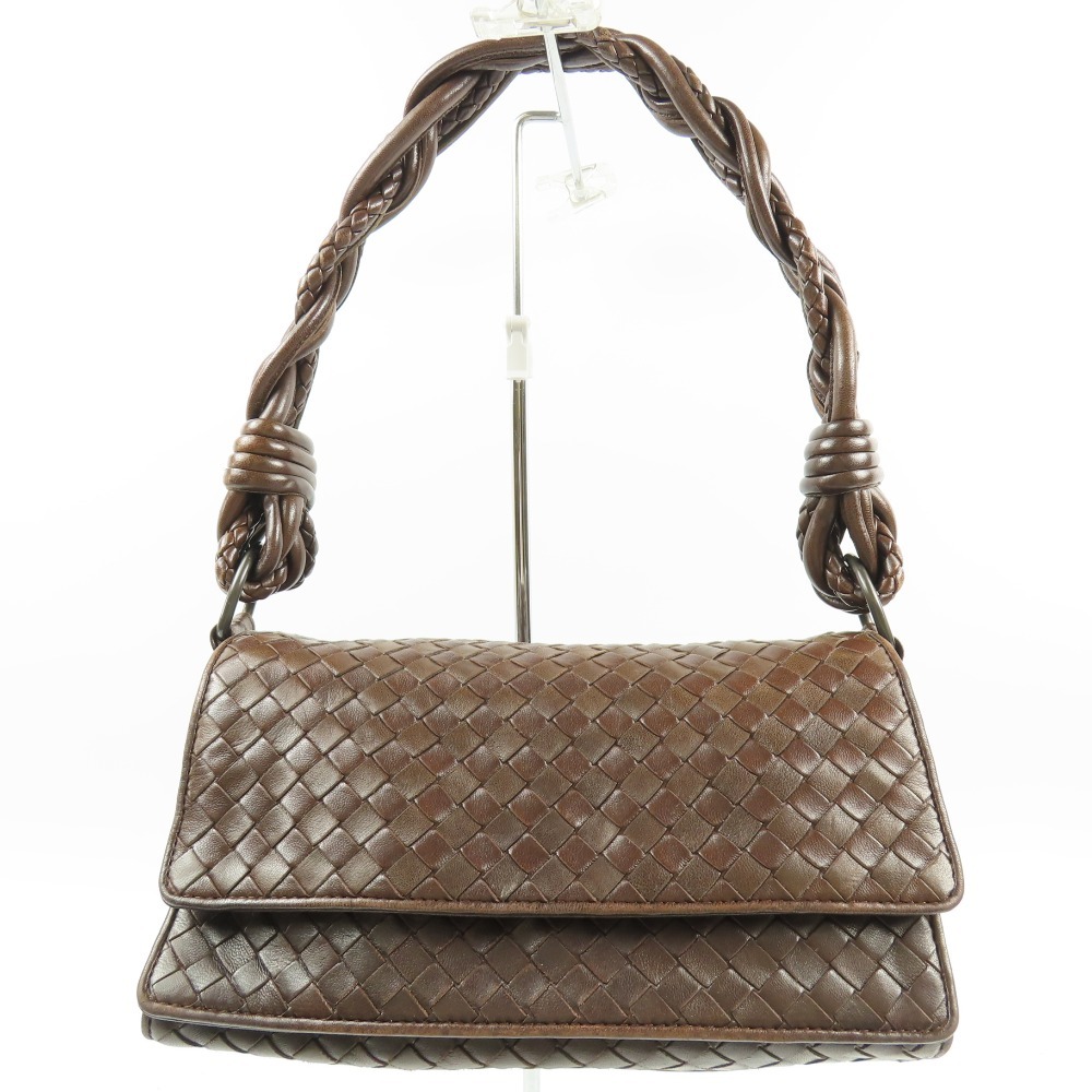 98540 1円スタート BOTTEGAVENETA ボッテガヴェネタ 外極 イントレチャート 編み込み ミラー付 ヴィンテージ ハンドバッグ ...