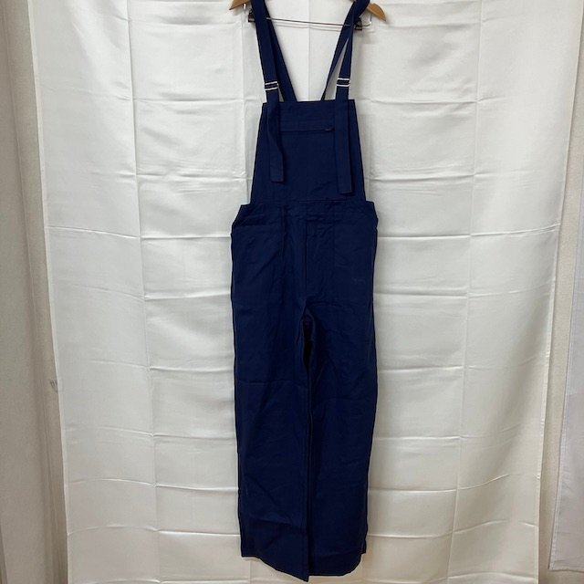 VV31 フレンチワーク TG.52 イタリア製 ユーロ古着 ピュアコットン ジッパーフライ オーバーオール ネイビー レディース(サロペット ...
