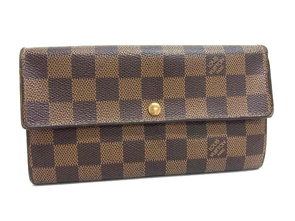 1円 LOUIS VUITTON ルイヴィトン N61726 ダミエ ポルトフォイユ サラ 二つ折り 長財布 ウォレット 札入れ 小銭入れ ...