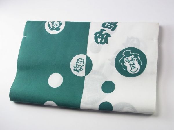 L5474 SAILORS/セーラーズ 高砂部屋 キャラクタープリント 木綿 相撲 浴衣 反物 ホワイト×グリーン 着分(反物)｜売買された ...