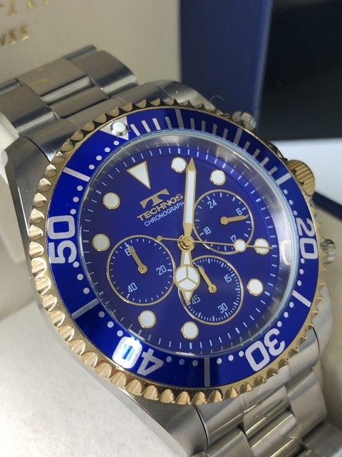 technoss テクノス メンズ クォーツ 日本製クォーツ 腕時計 ブルー プレゼント 回転ベゼル クロノグラフ ステン(テクノス)｜売買さ ...