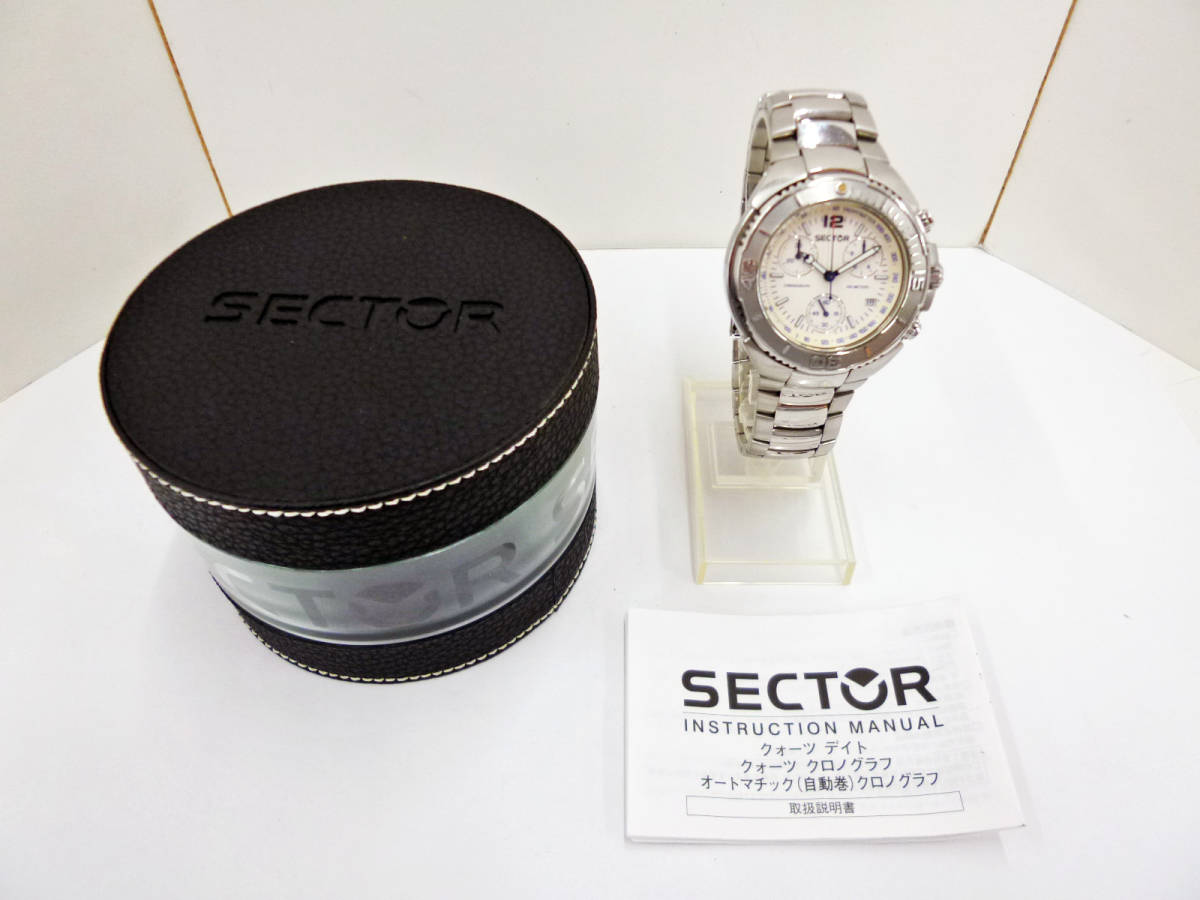 1円 SECTOR セクター SECTOR 350 32 53 903 015 メンズ クロノグラフ クォーツ ケース 説明書付 稼働中 電池 ...