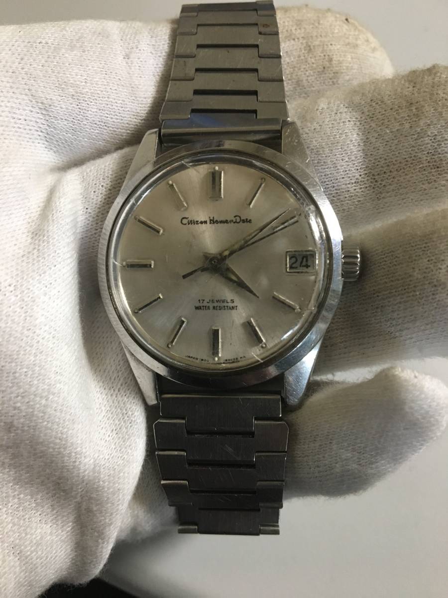 時計 シチズン CITIZEN HOMER DATE ホーマーデイト 手巻き メンズ腕時計 17JEWES WATER RESISTANT 4-180615Y 30315027 63-1019 ...