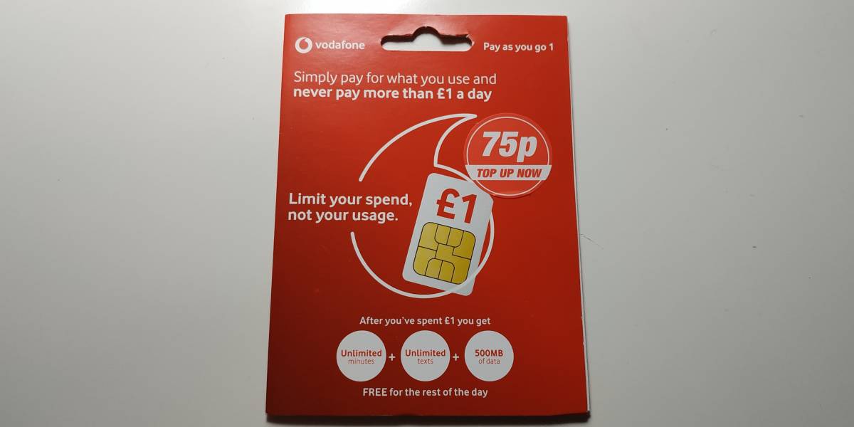 UK Vodafone プリペイドSIM Pay as you go 1 品 有効期限は1年以上先 ヨーロッパ周遊旅行に最適(携帯電話 ...