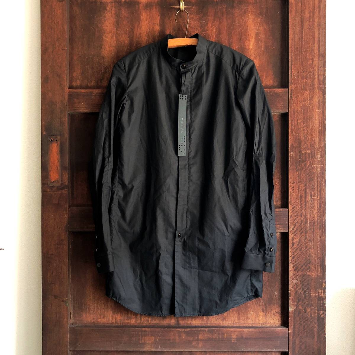 18SS DEVOA Long Shirt MAHARANI Cotton Indian Hybrid Cotton Charcoal 1 マオカラー ロングシャツ デボア/デヴォア/ノー ...