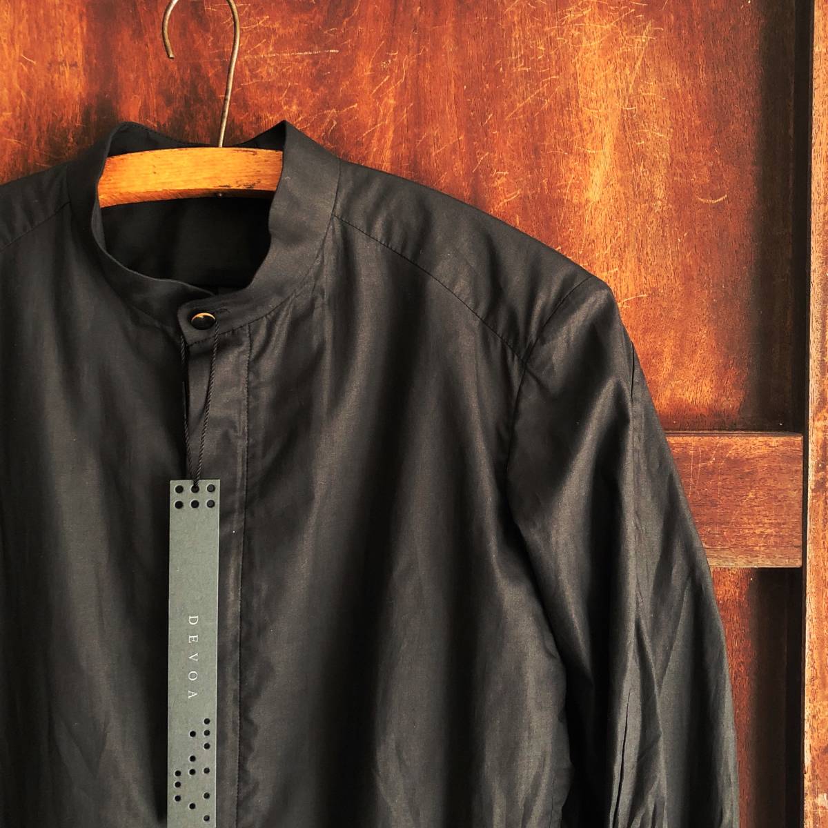 18SS DEVOA Long Shirt MAHARANI Cotton Indian Hybrid Cotton Charcoal 1 マオカラー ロングシャツ デボア/デヴォア/ノー ...