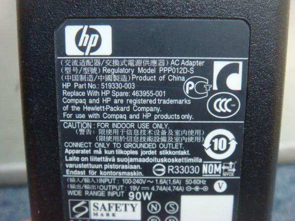 HP 90W ACアダプター 19V~4.74A PPP012D-S ProBook 6470b 6545b 6555b 6570b 6570b/CT 4540s 4525s 4530s ...