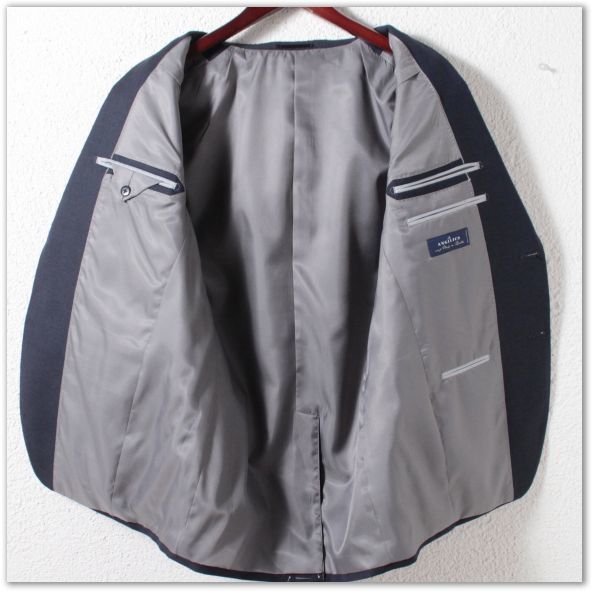 イタリア生地 アンジェリコ AB6 品 訳あり品 ビジネス シングル スーツ アジャスター付 /濃紺 ピンドット柄/総裏 秋冬/F0752(L ...