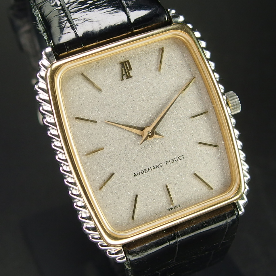 Audemars Piguet オーデマ ピゲ Ref.4249 YGベゼル K18YGxSSxレザー 手巻き スクエア メンズ アンティーク ...