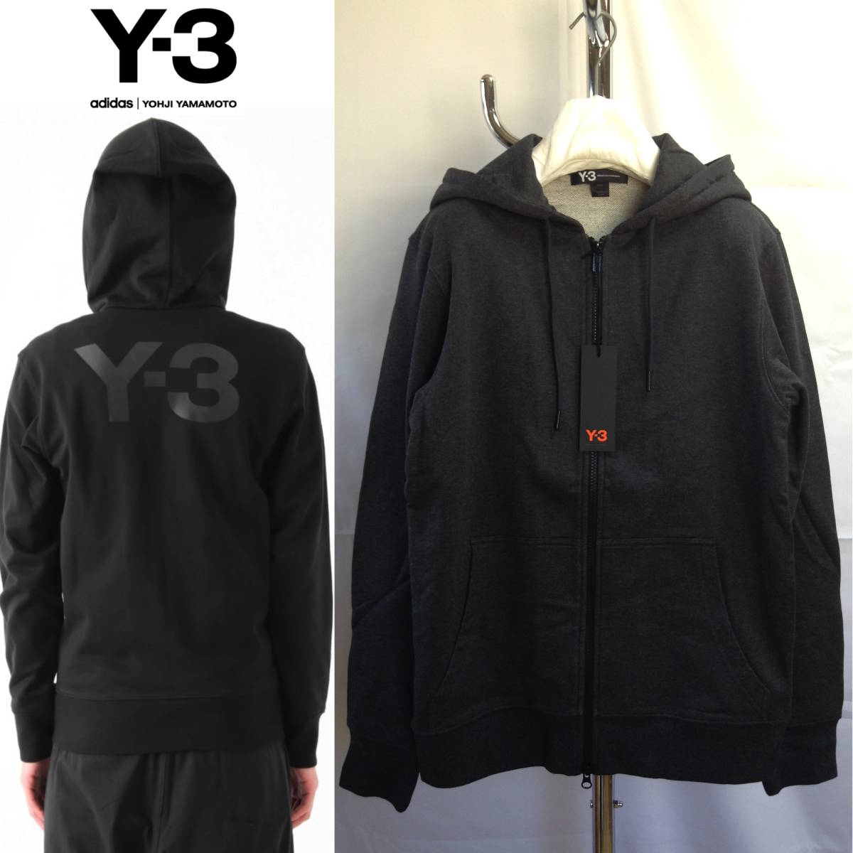 L Y-3 adidas バックロゴパーカー グレー yohji yamamoto スウェット 黒 好きにも ジャケット ブルゾン のインナーに 5909(パーカ)｜売買されたオークション情報 ...