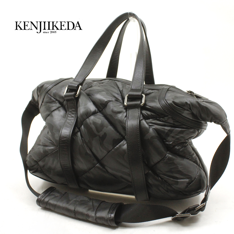 参考定価￥49 350- メンズ 極 KENJI IKEDA ケンジイケダ パルス PULSE 牛革 部分レザー 迷彩 キルティング ボストン ...