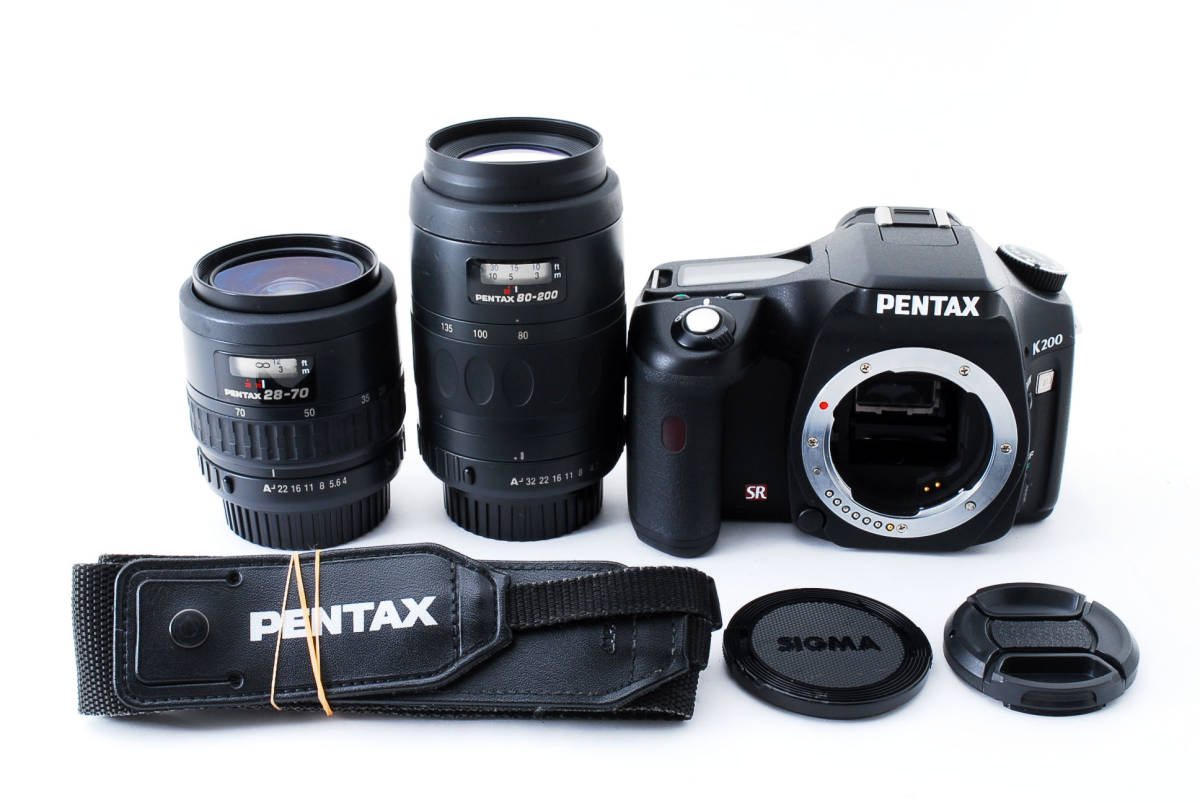 価格交渉あり Pentax K200D＋FA 28-70mm F4 80-200mm F4.7-5.6 純正&望遠 ダブル レンズ＜ストラップ 前後キャップ附属＞#2491(ペンタックス ...