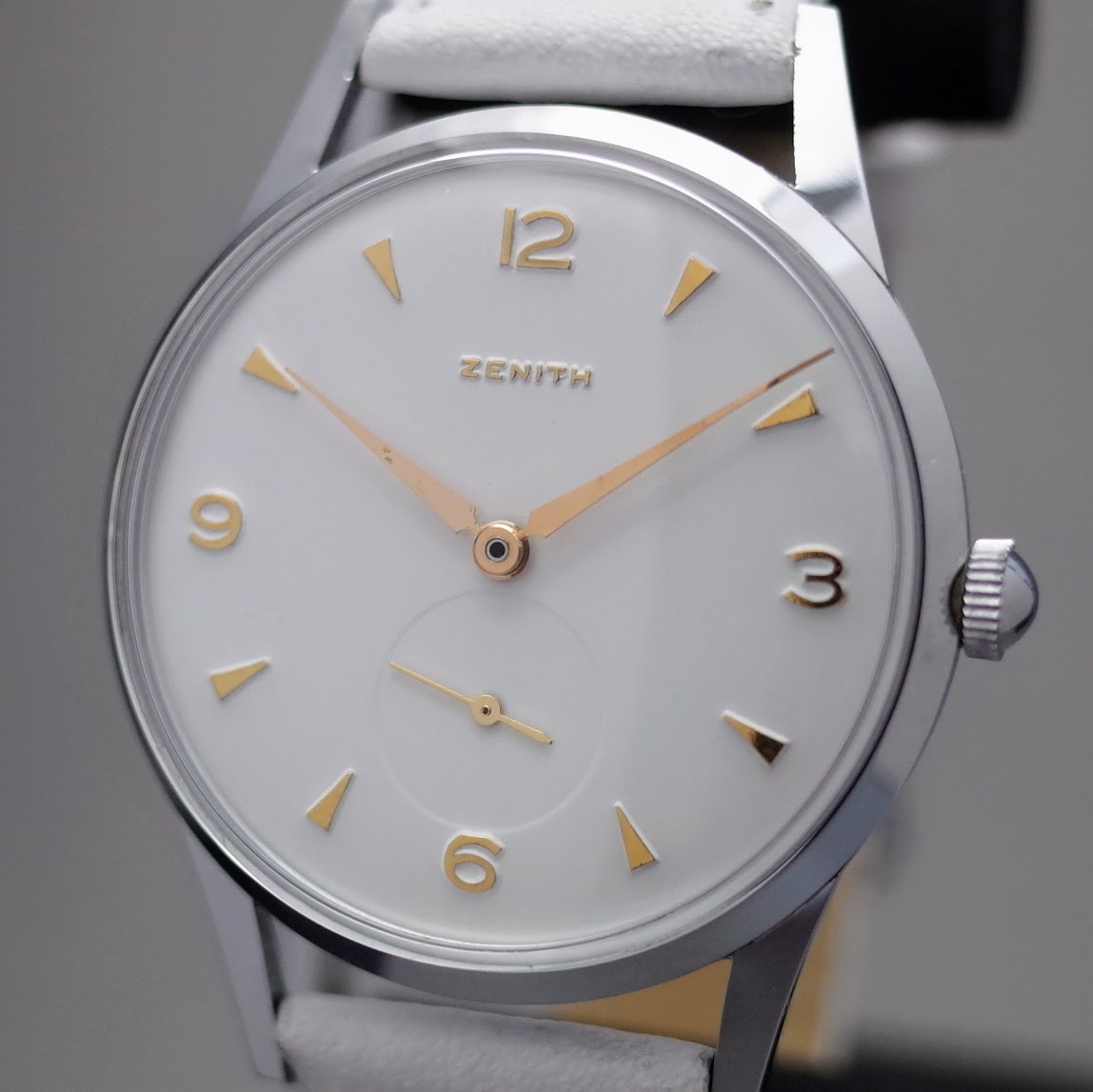 仕上げ済み /ゼニス/ZENITH/cal. 106-50-6/OH済/手巻 37mm/腕時計 /BIG SIZE/白ダイヤル/アンティーク ...