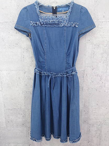 MAYSON GREY メイソングレイ ウエスト紐 バックジップ 半袖 膝丈 ワンピース 40 ブルー 1002796853388(メイソングレイ)｜売買されたオークション情報、yahooの ...