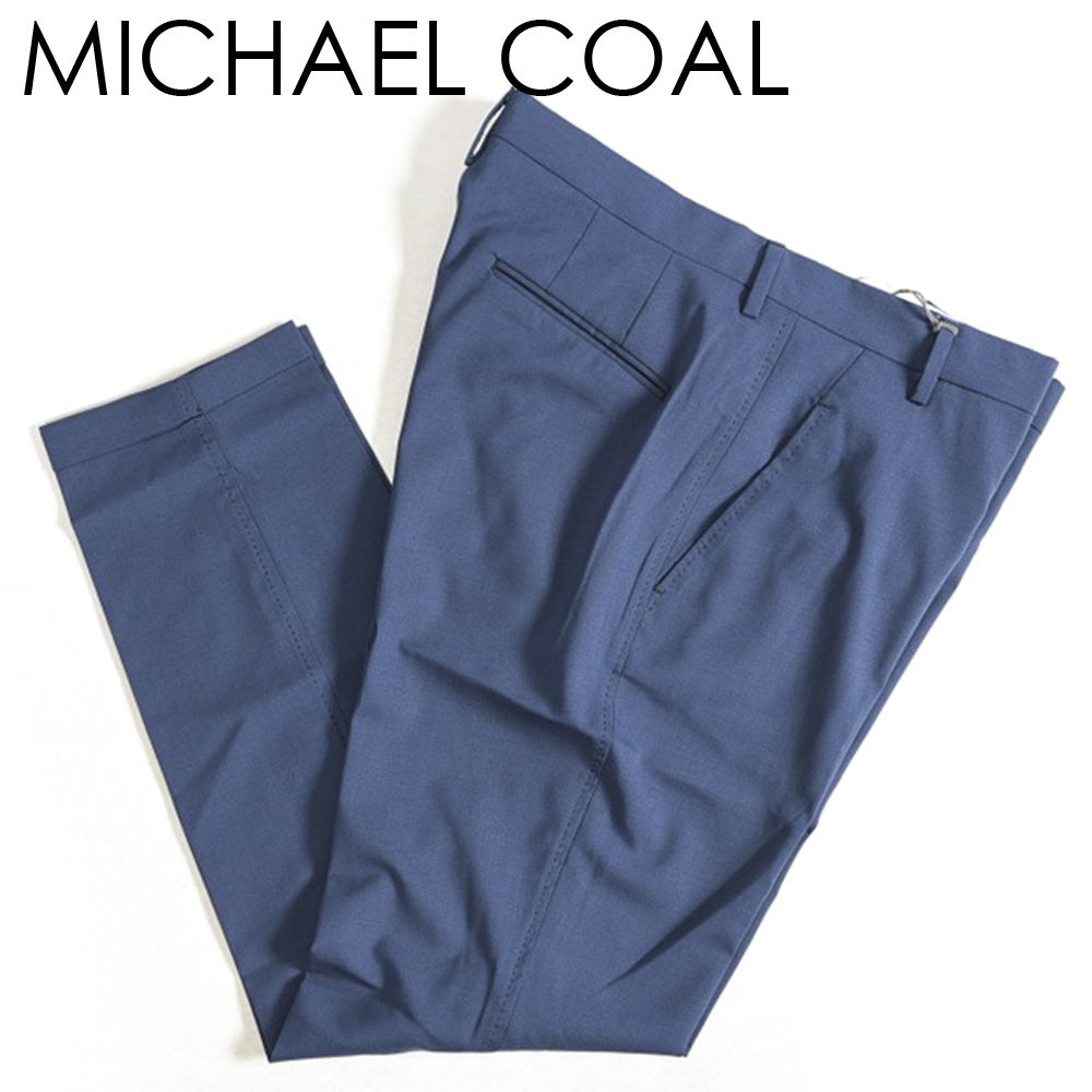 MICHAEL COAL スラックス パンツ REGULAR FIT 春夏 メンズ ストレッチ ウール 無地 イタリア製 47 マイケル ...
