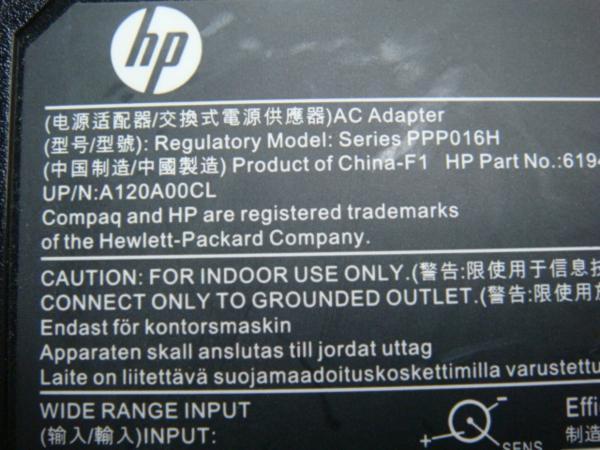 純正 HP ACアダプター ADAPTER 18.5V~6.5A PPP016H 動作済外径約7.4mm/内径約5.0mm センターピンあり ...