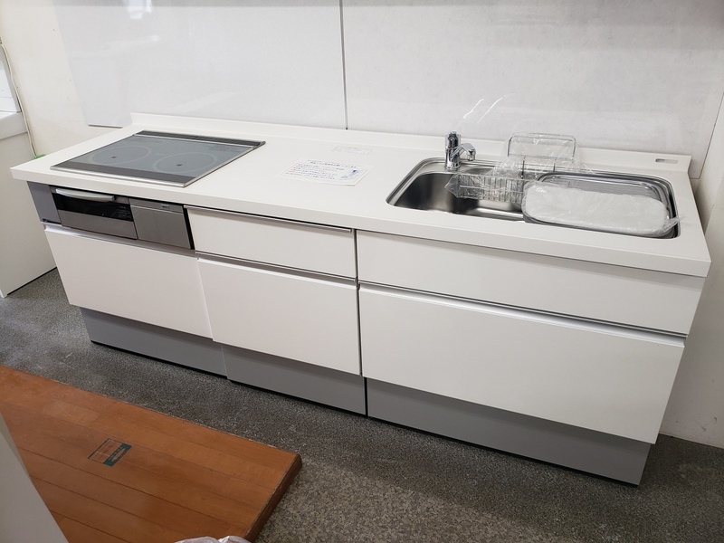 展示品/LIXIL/SUNWAVE/I型システムキッチン/W2250mm/レンジフード/水栓/吊戸/サンウェーブ/リクシル(システムキッチン ...