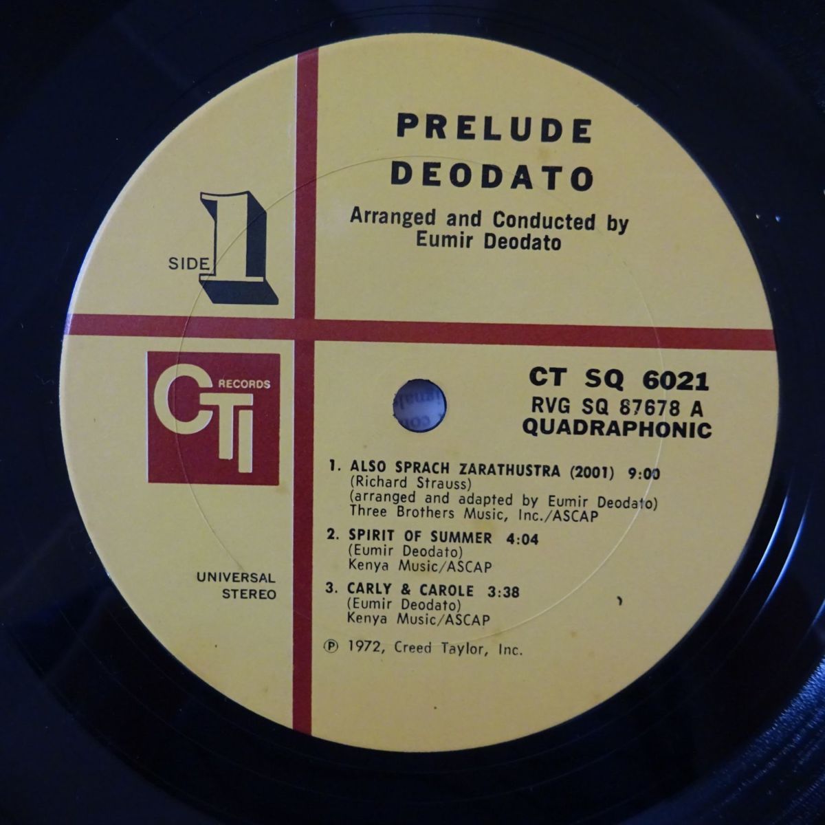 23006866; 廃盤 QUADRADISC Van Gelder 刻印 完全 オリジナル CTI US盤 PRELUDE Deodato ...