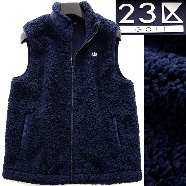 23区ゴルフ 秋冬 ワッペン ボア フリース ベスト ブルゾン LL 紺 J52584 23区 GOLF ニジュウサンク メンズ ジャージー ...