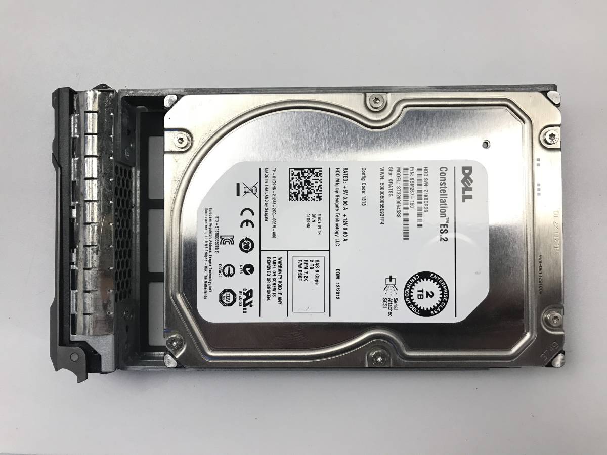 パーツ DELL ST32000645SS 3.5インチ 7.2K SAS ハードディスク マウンタ付き 2TB HDD 正常/健康品 SAS ...