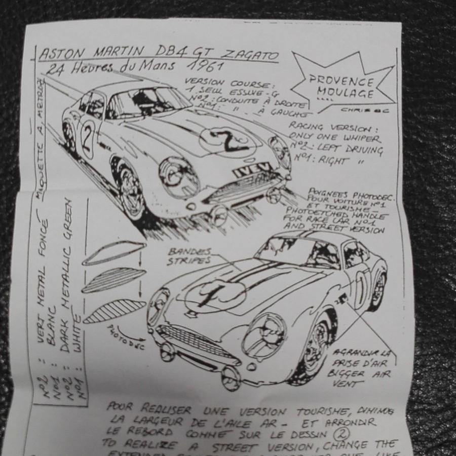 1/43 キット Aston Martin アストン マーティン DB4 GT Zagato ザガート #0180/L - Aston Martin L6 2v DOHC 3670 cc N ...