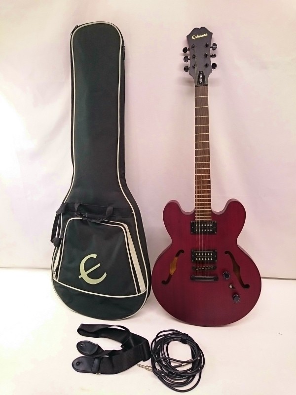 エレキギター EPIPHONE エピフォン GUARANTEED DOT Studio WC 赤 レッド ソフトケース付き 葛D1204-1 ...