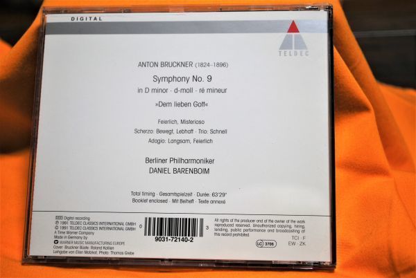 CD TELDEC/WARNER 独 輸入盤 ブルックナー：交響曲 第9番 バレンボイム／ベルリン フィルハーモニー管弦楽団(交響曲)｜売買されたオークション情報、yahooの商品情報を ...
