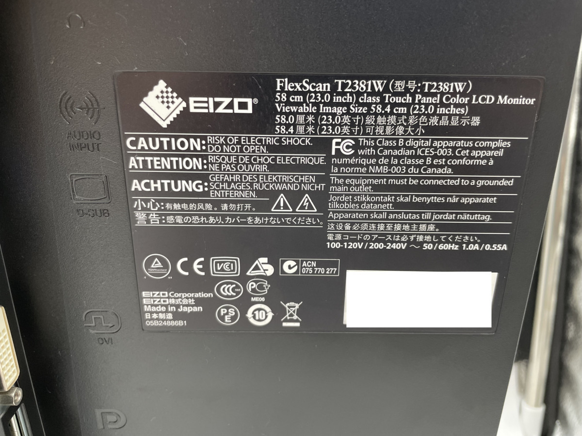 2-EIZO FlexScan T2381W 23型ワイド画面/解像度1920×1080/タッチパネル 使用時間8171h み(23インチ～)｜売買されたオークション情報、yahooの商品情報 ...