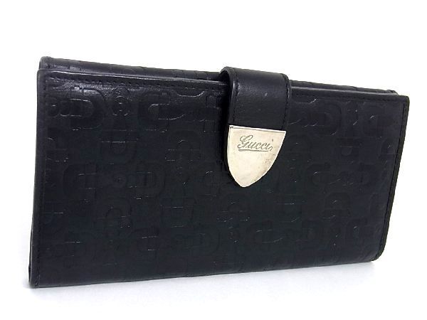 1円 GUCCI グッチ レザー ホースビット柄 長財布 札入れ 小銭入れ ウォレット コインケース レディース ブラック系 M7756カオ ...