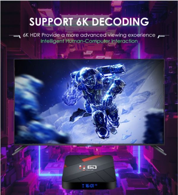 2021最新型 TV BOX H60 Android 10.0 TVボックス日本語対応 4GB RAM 64GB ROM HD 4K 6K ...