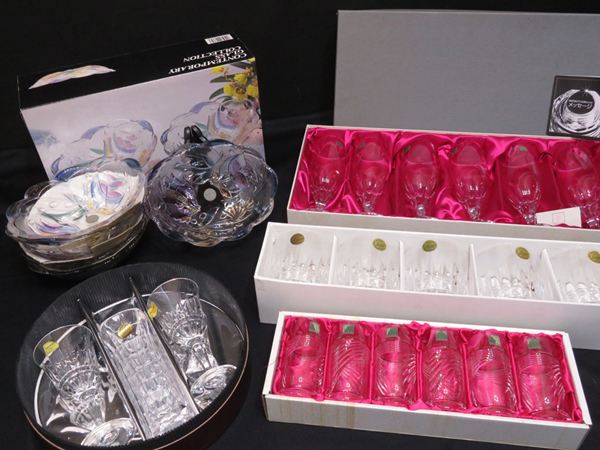 M6550 クリスタルガラス 等 まとめて HOYA GENUINE LEAD CRYSTAL Boite ronde Luminarc ...