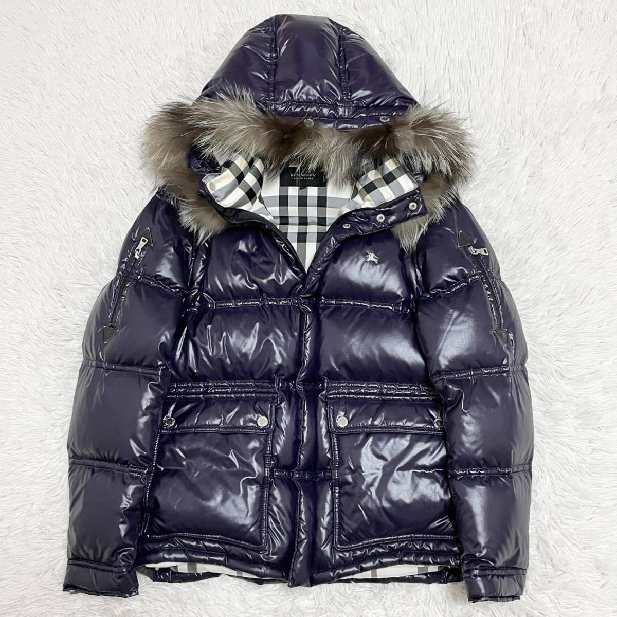 BURBERRY BLACK LABEL バーバリーブラックレーベル ダウンジャケット ホワイトグース シルバーフォックス ノバチェック パープル M セット(ジャケット、上着)｜売買された ...