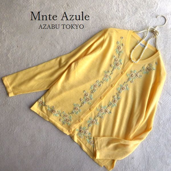 3点 Monte Azule azabu tokyo モンテアズール 大きいサイズ L 華やか 春 刺繍 綺麗色 ニットカーディガン(Lサイズ ...