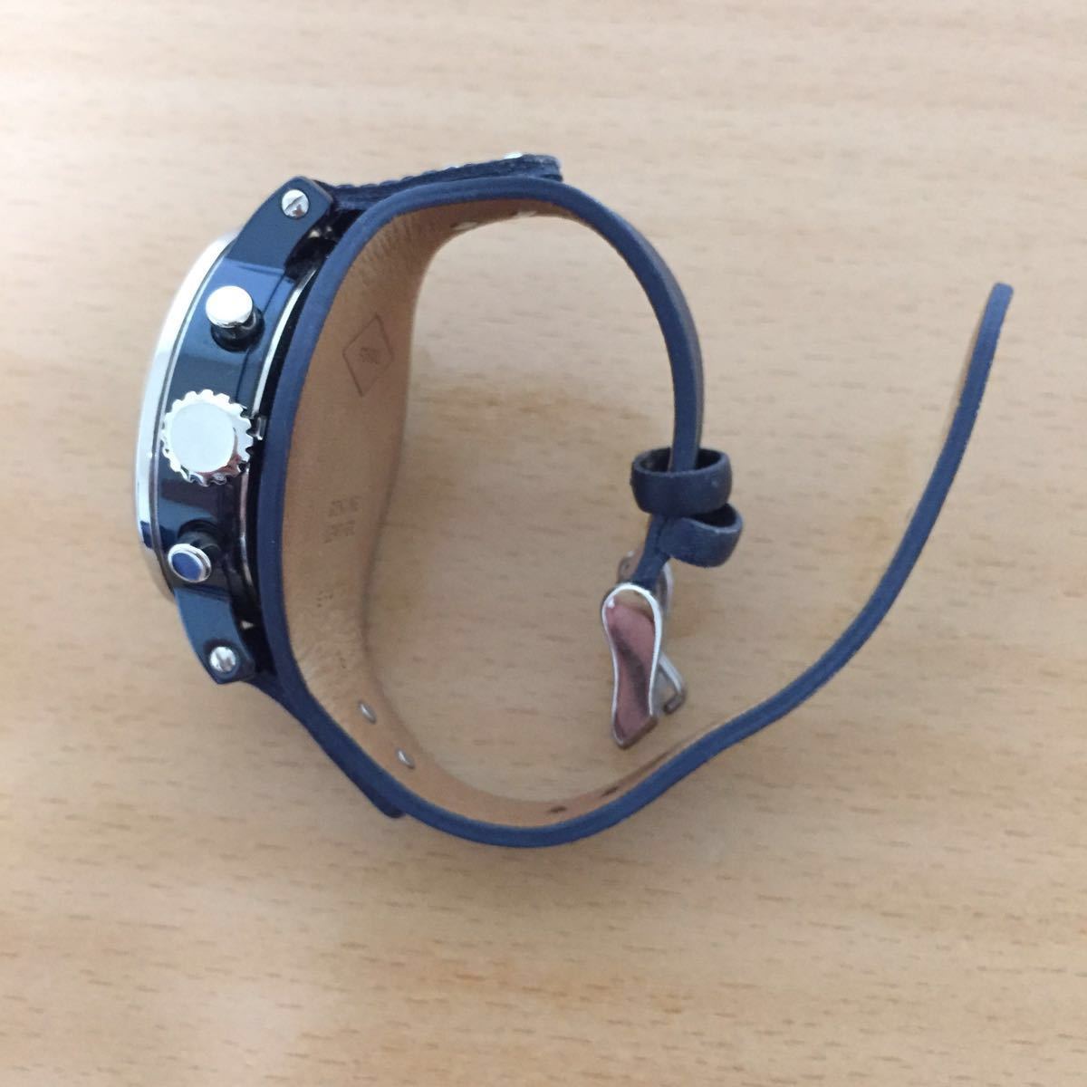 227-0127 FOSSIL フォッシル レディース腕時計 革ベルト クオーツ クロノグラフ 青 ブルー ES4113 電池切れ 動作未確認 ...