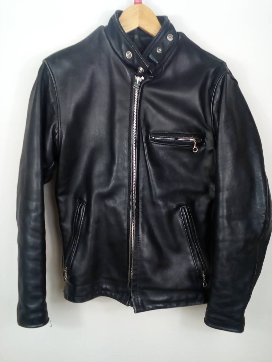 132-KM1242-120: Schott ショット 641 レザー シングル ライダースジャケット ライナー付き ブラック サイズ34 S メンズ スレダメージあり(ライダースジャケット ...