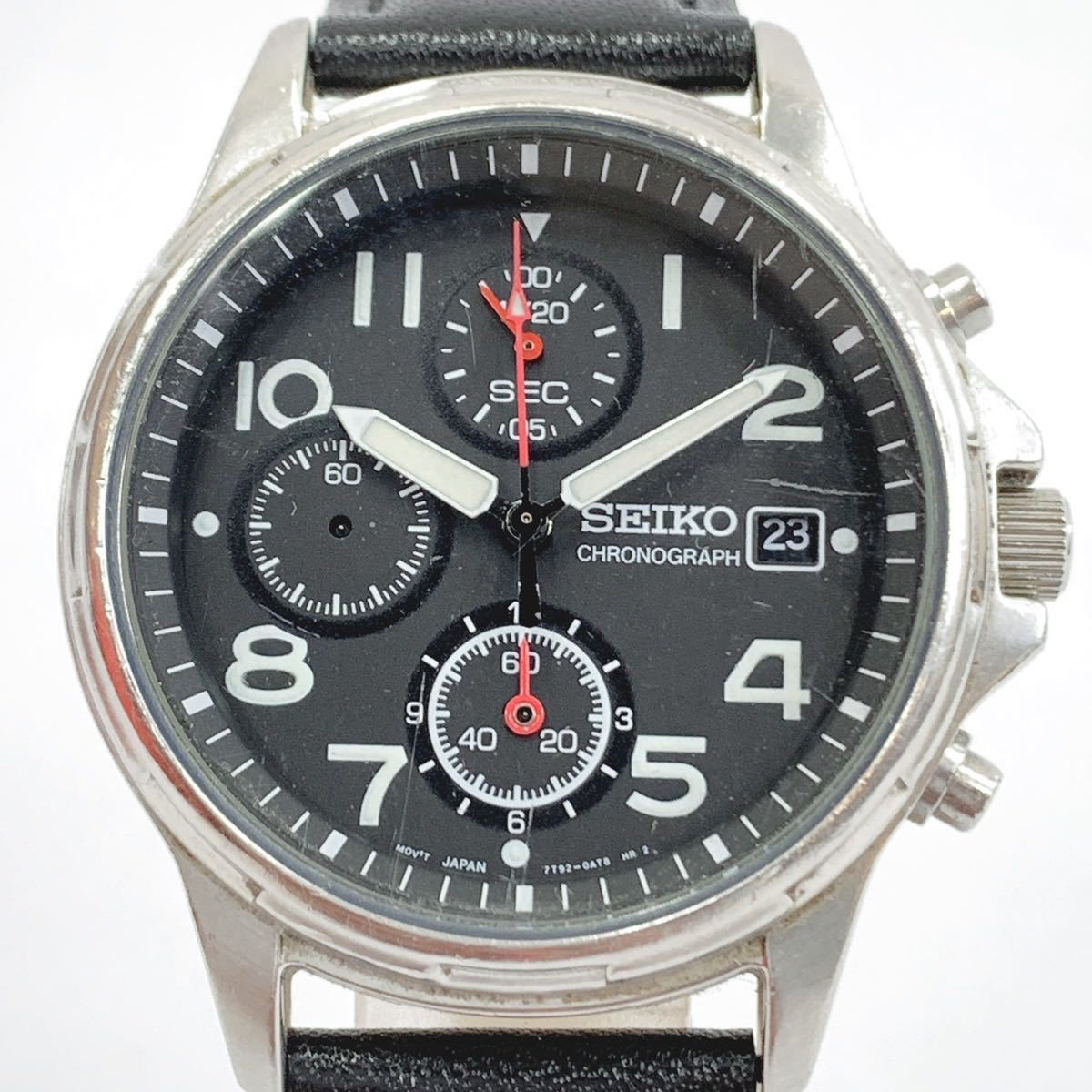 SEIKO セイコー クロノグラフ 7192-0BB0 クォーツ メンズ腕時計 黒文字盤 デイト R中0318(その他)｜売買された ...