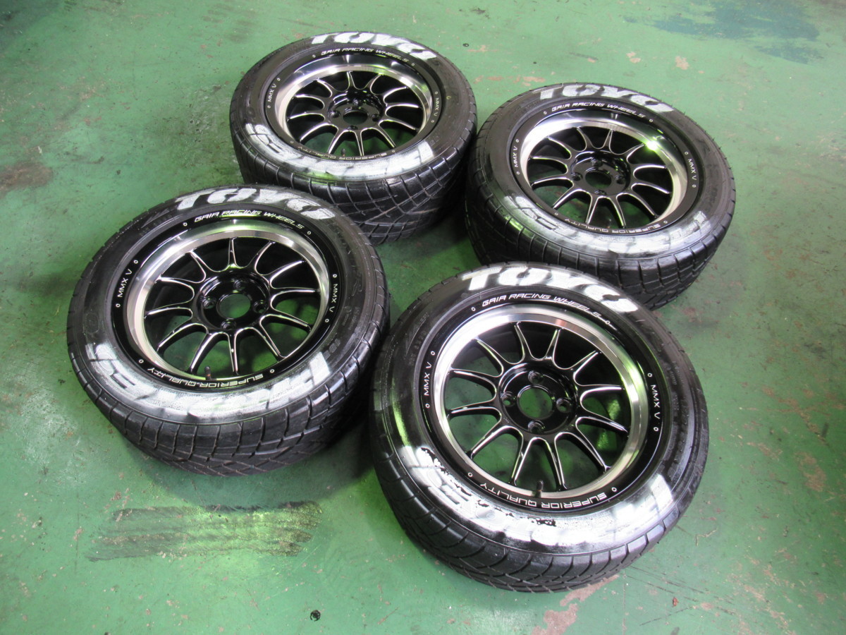 DEEPS GAIA RACING WHEELS MMXV BlackLip4本セット195/55R15タイヤ付きホワイトレター 検 ガイア ...