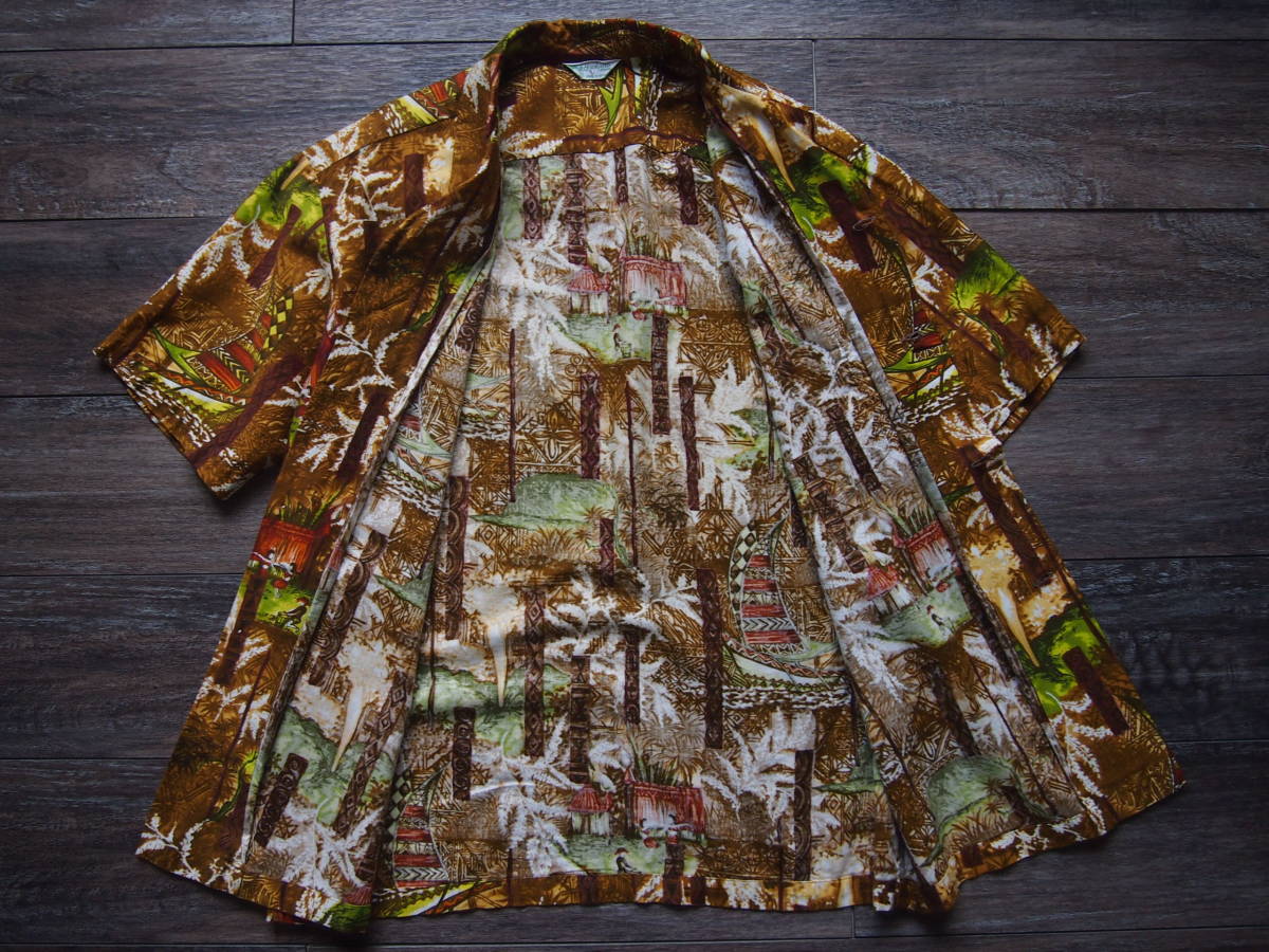 Hookano/ホオカノ ヴィンテージハワイアンシャツ L オールオーバープリント 一文銭ボタン アロハシャツ(Lサイズ)｜売買されたオークション情報、yahooの商品情報をアーカイブ公開 ...