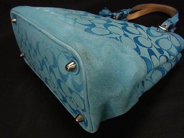 1円 COACH コーチ 6830 シグネチャー キャンバス×レザー×スエード ハンドバッグ 手提げかばん トート ライトブルー系 a2931uオ(ハンドバッグ)｜売買されたオークション情報 ...