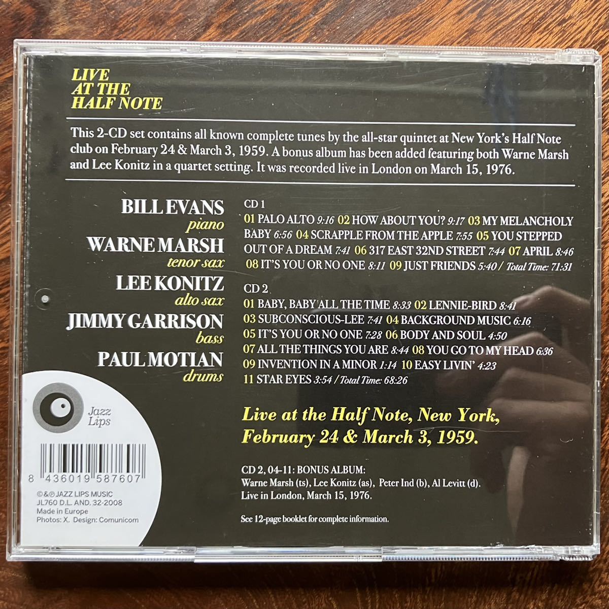 BILL EVANS WARNE MARSH LEE KONITZ / LIVE AT THE HALF NOTE ビル エヴァンス ウォーン ...