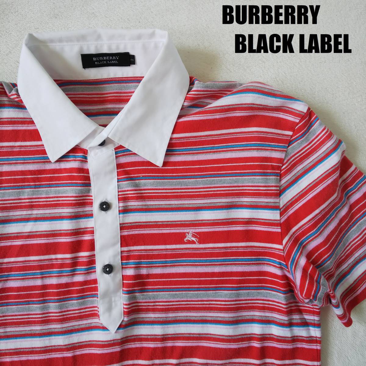 Mサイズ バーバリーブラックレーベル BURBERRY BLACK LABEL ストライプ 半袖 襟付き ポロシャツ ホースマーク トップス(トップス)｜売買されたオークション情報、yahoo ...