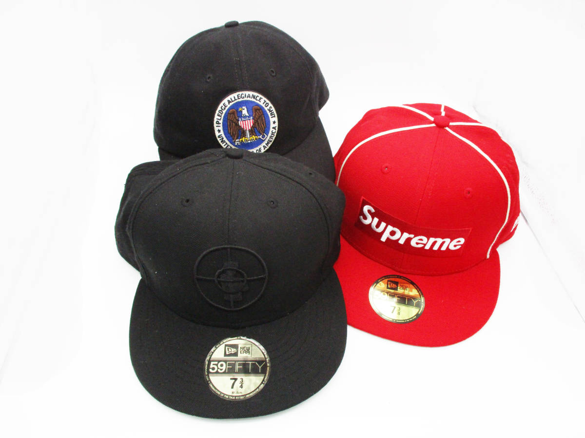 3点 まとめ キャップ シュプリーム ボックスロゴ New Era Pledge Allegiance 黒 赤 Supreme(帽子)｜売買さ ...